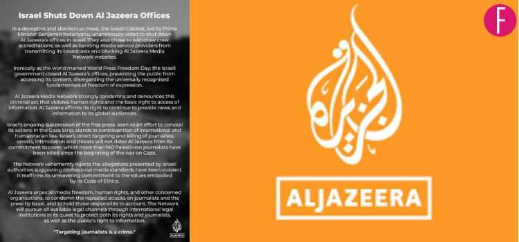 Al Jazeera Offices In Israel Shutdown Soon After World Press..